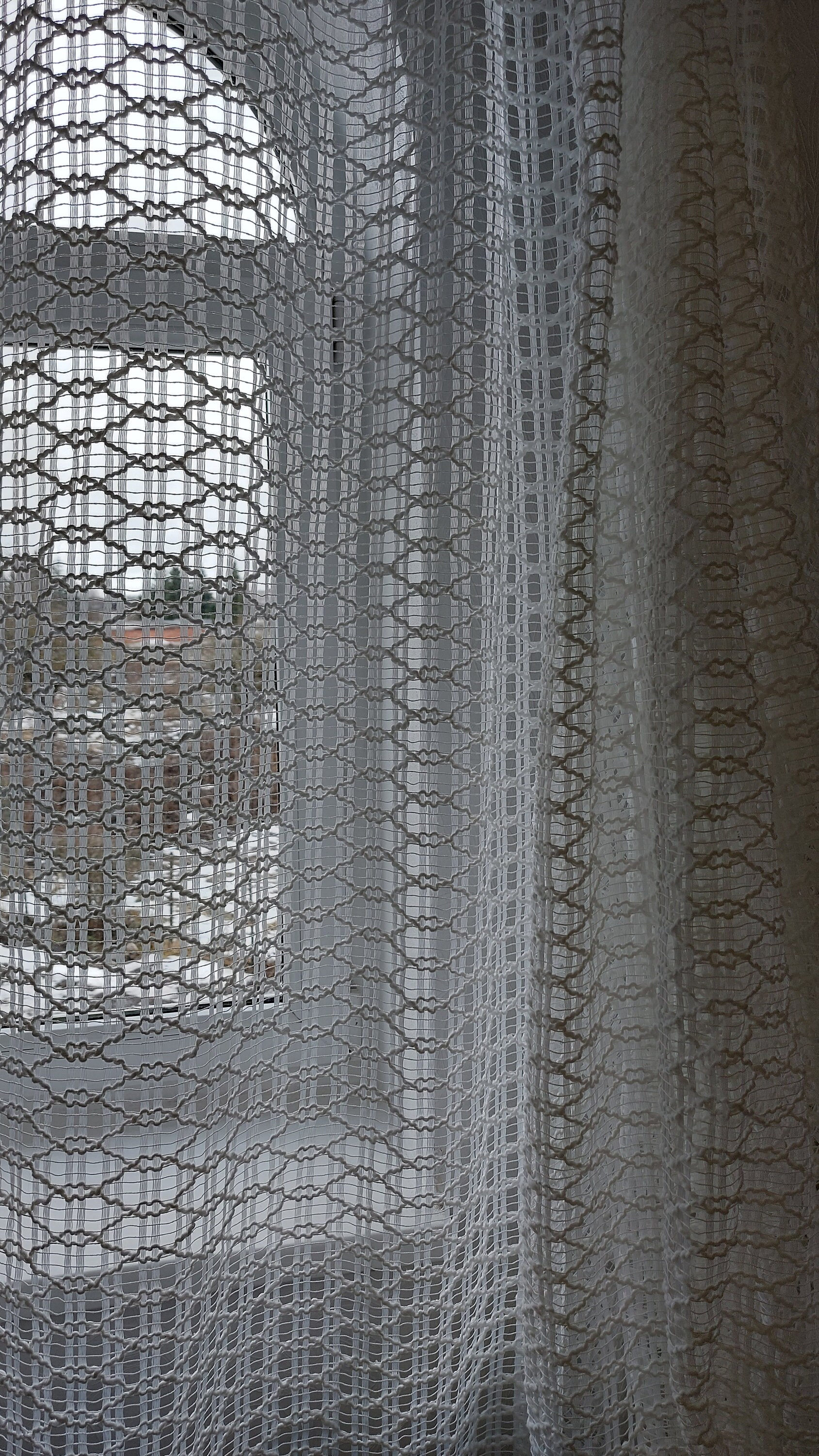 Very Wide Vintage Translucent Curtain Panel , Large Sheer Curtain ...