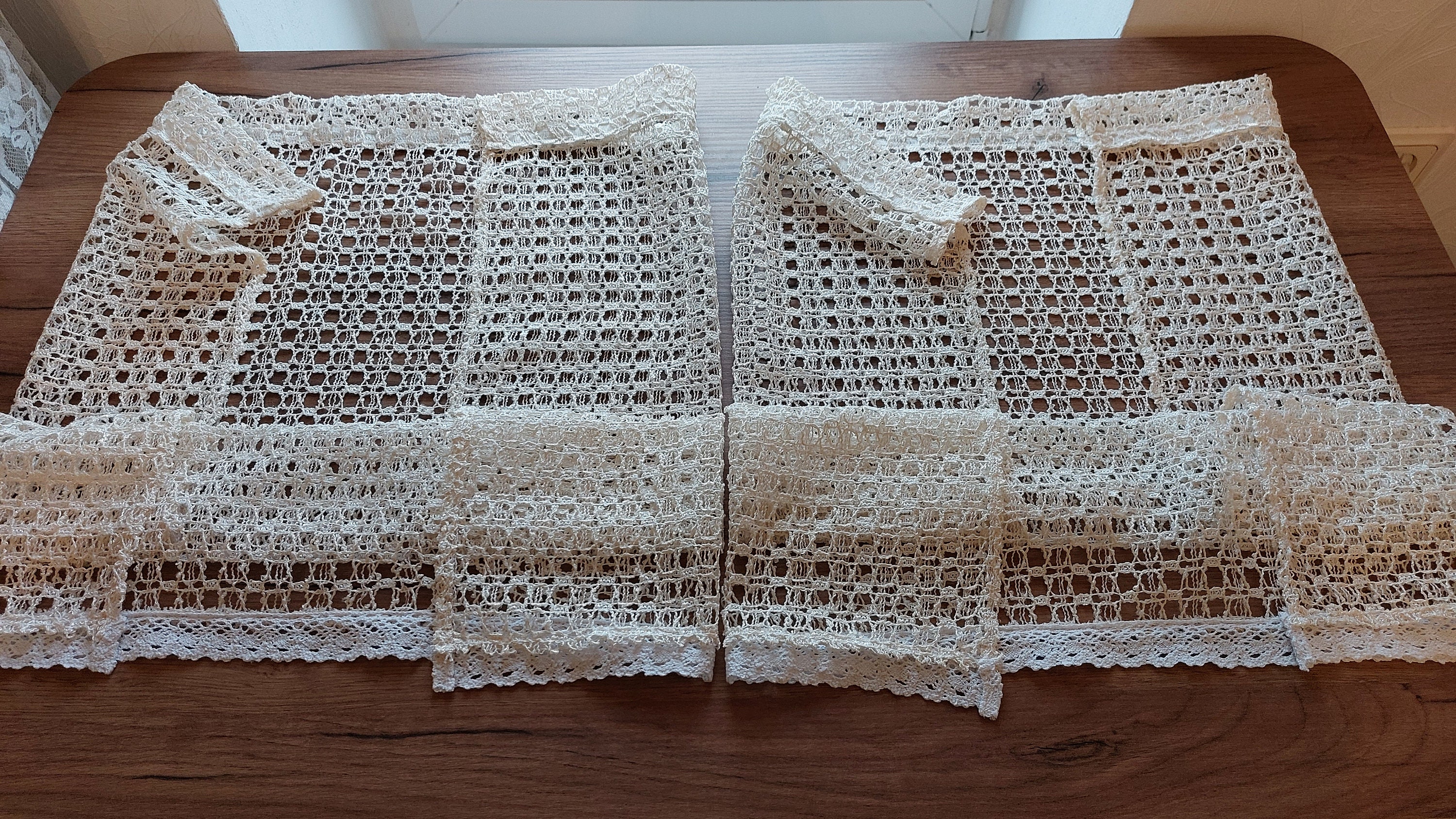 Pair of Vintage Translucent Cafe Curtains , Vintage Sheer Cafe Curtains ...