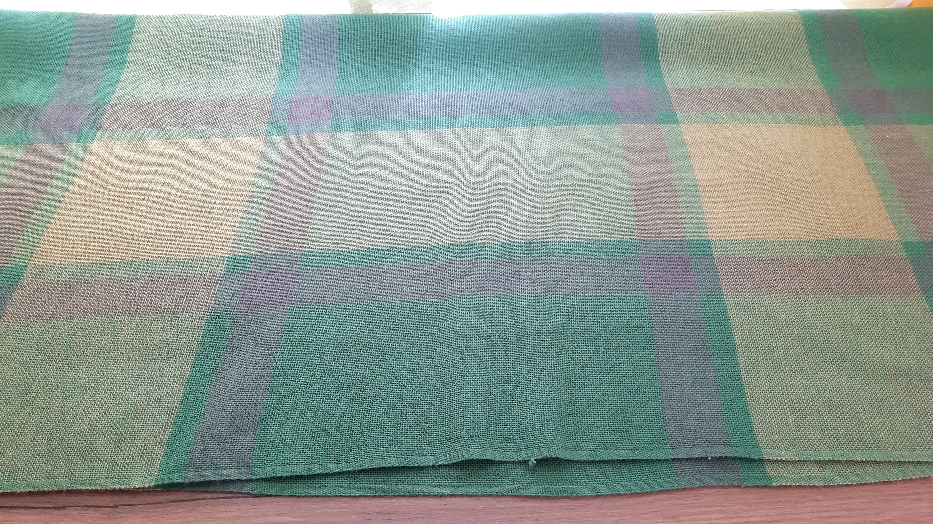 Vintage Woven Green Yellow Brown Synthetic Wool Tablecloth , Itchen ...