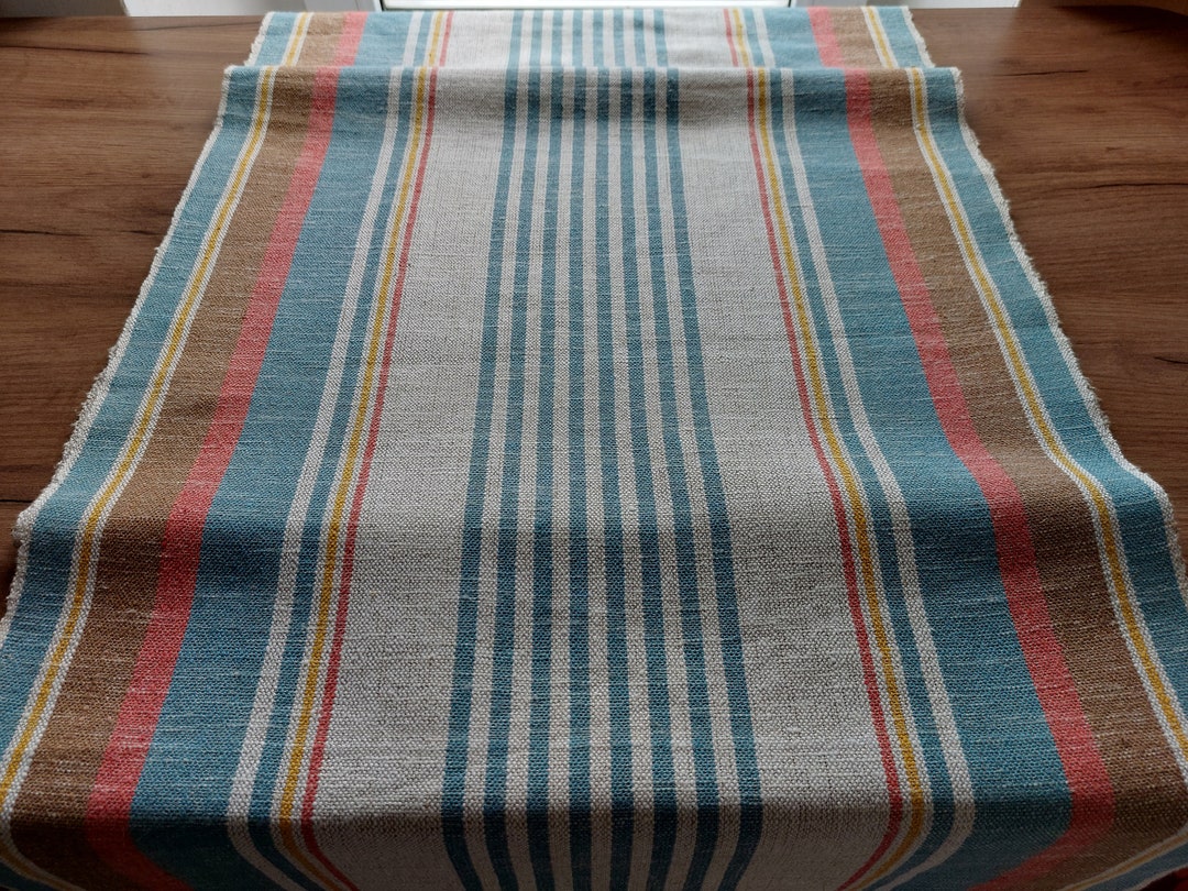 Vintage Woven Striped Linen Table Runner, Table Topper, Table Dressing ...