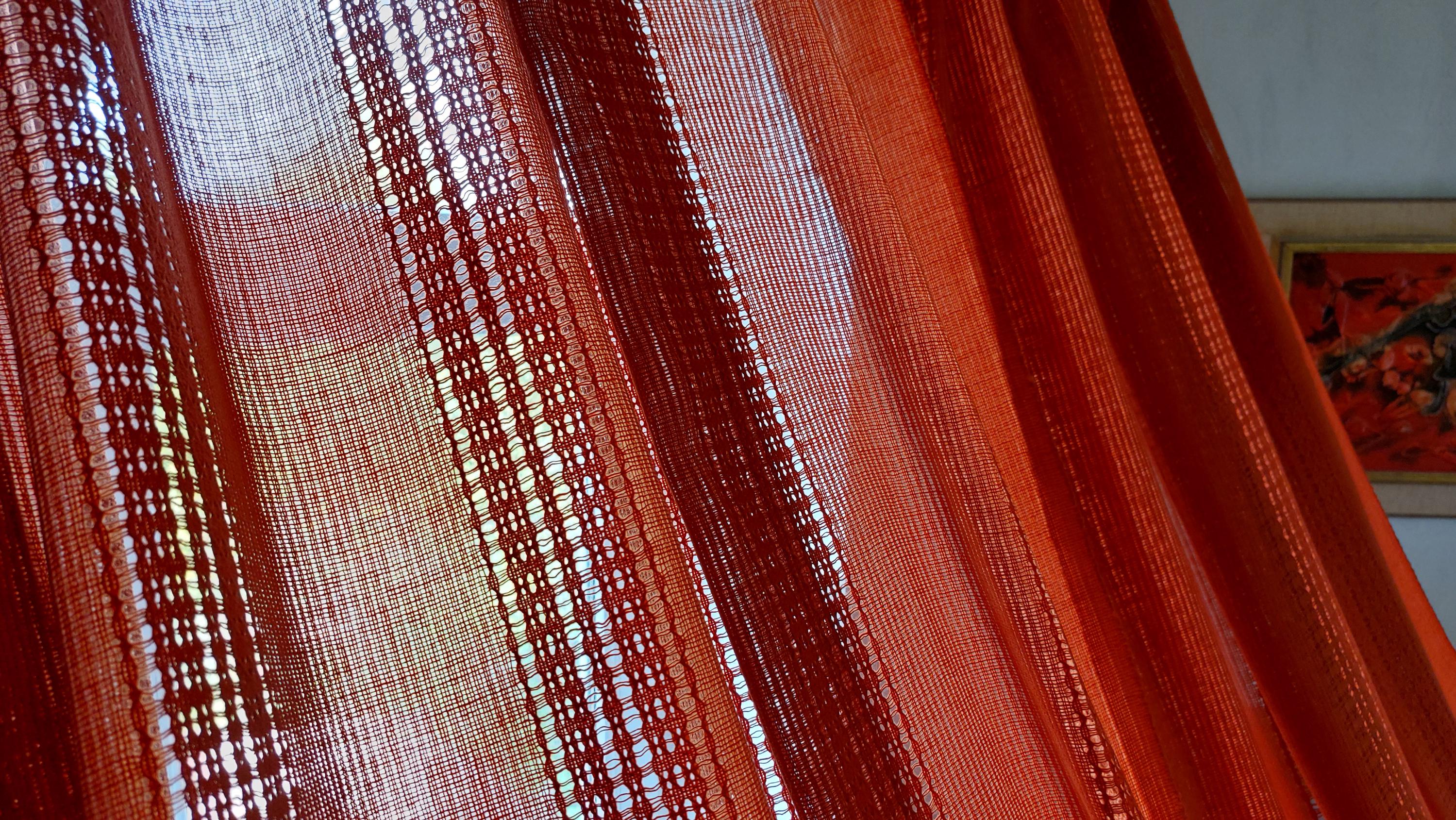 Pair of Vintage Woven Translucent Acrylic Curtains, Vintage Sheer ...