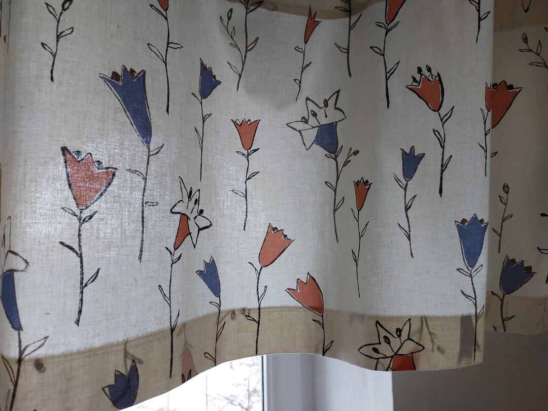 Vintage Designed Floral Swedish Valance Curtain , Cotton Cafe Curtain ...