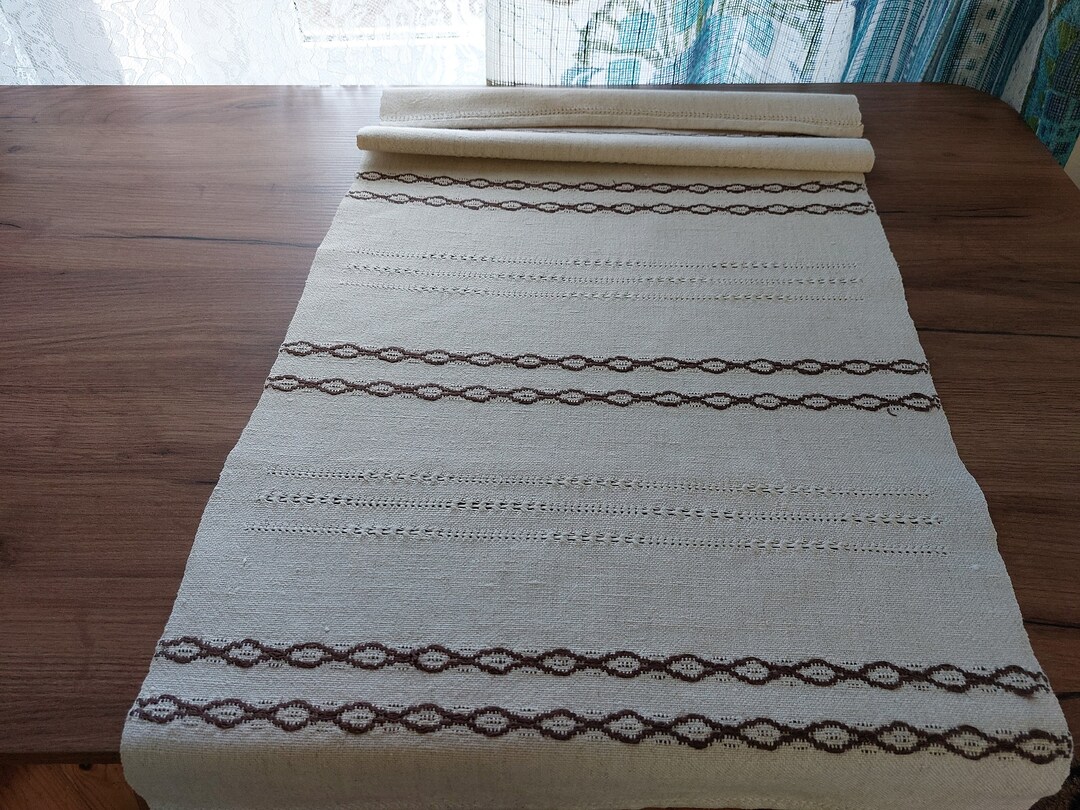 Vintage Woven Linen Table Runner, Table Topper, Table Dressing (T8) - Etsy