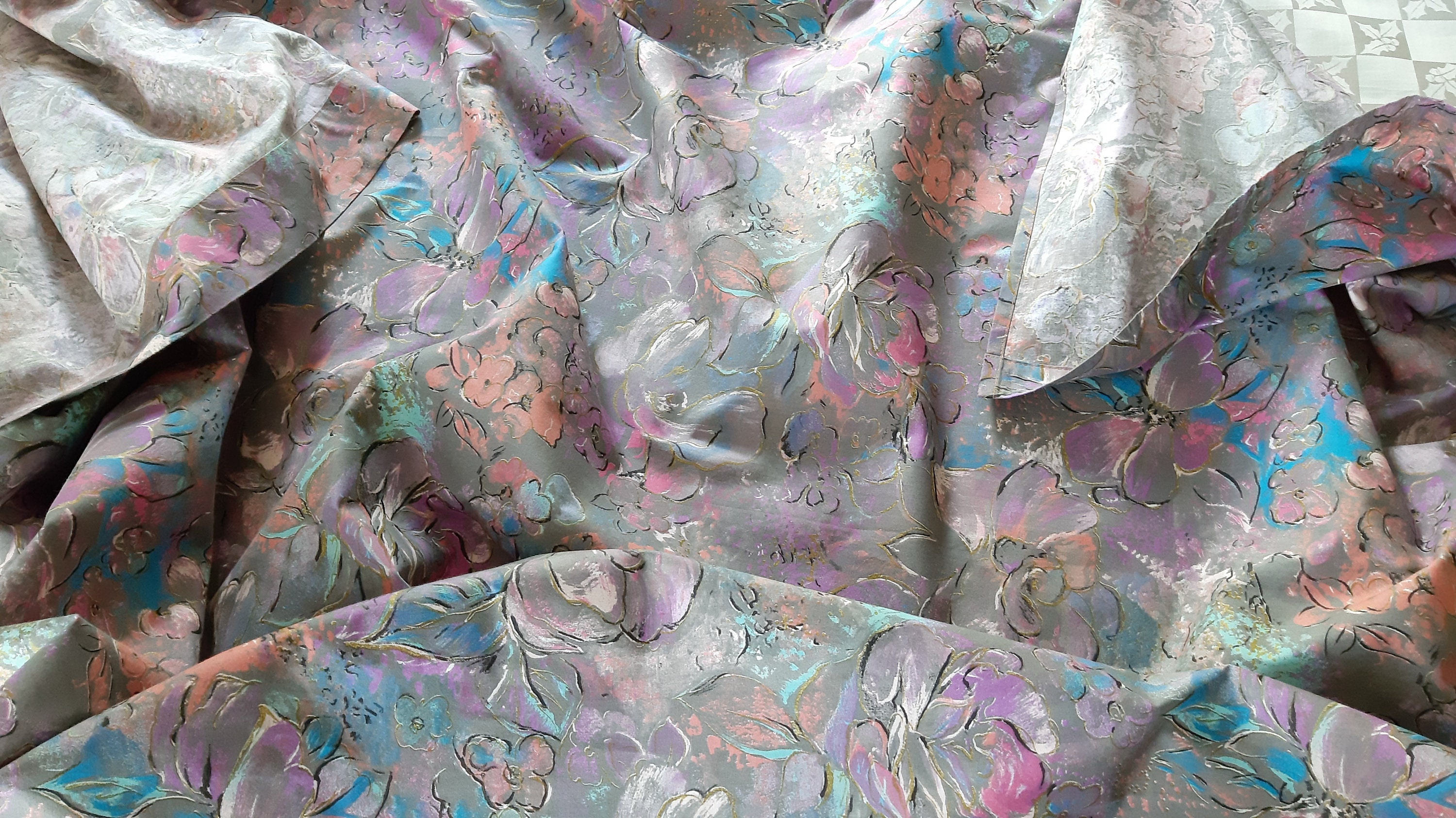 2 Pieces Floral Printed Thin Cotton Fabric Curtains for One - Etsy