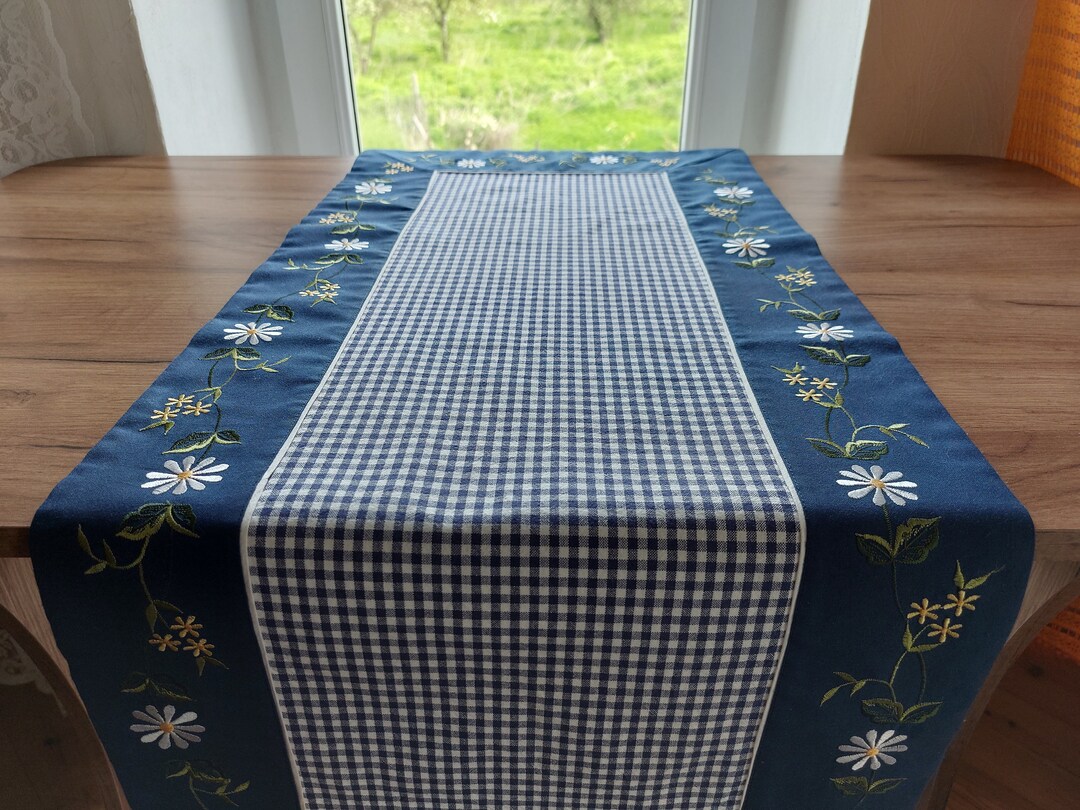 Vintage Floral Embroidered Cotton Table Topper, Short Table Runner ...