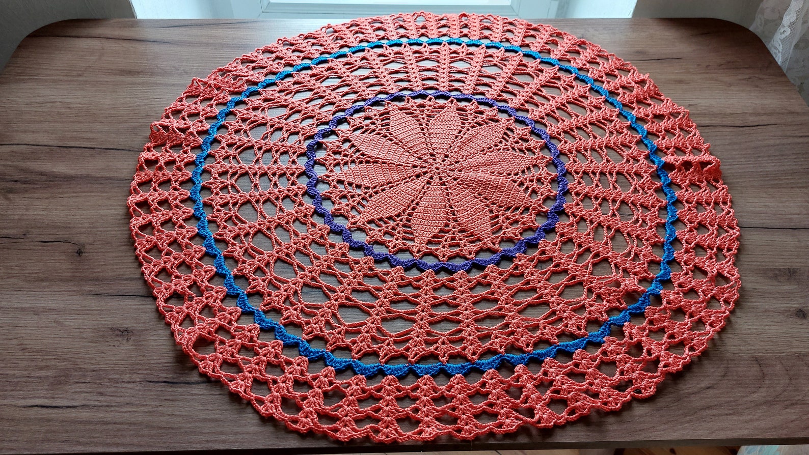 Scandinavian Crocheted Handmade Round Cotton Table Mat, Circle Crochet ...