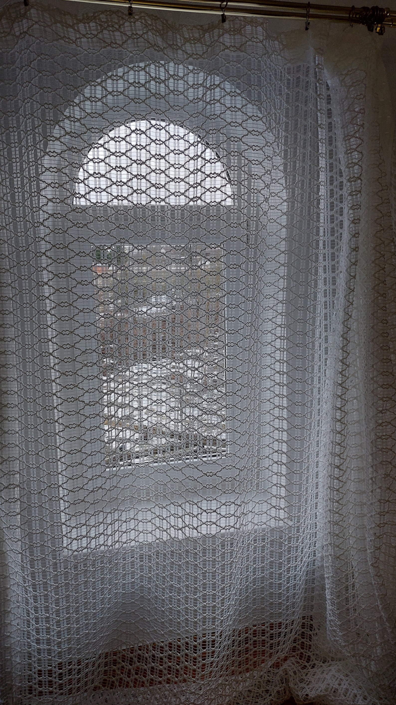 Very Wide Vintage Translucent Curtain Panel , Large Sheer Curtain ...