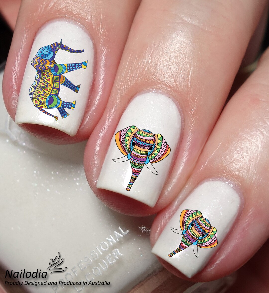 Ethnic Elephant Nail Art Decal Sticker - Etsy