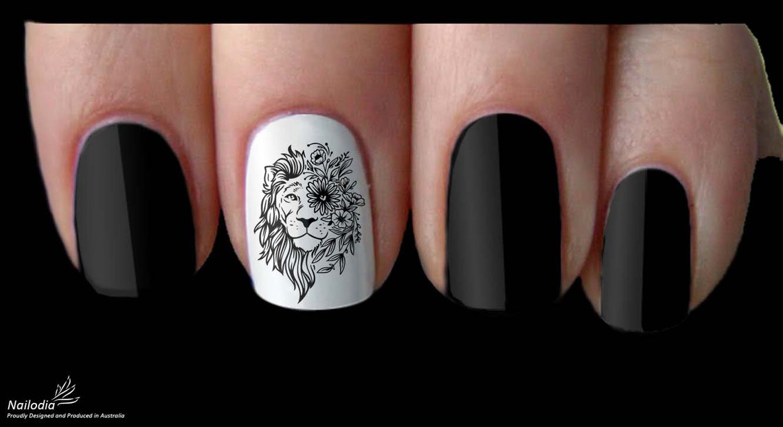 Lion Nail Art Decal Sticker Water Transfer Slider - Etsy