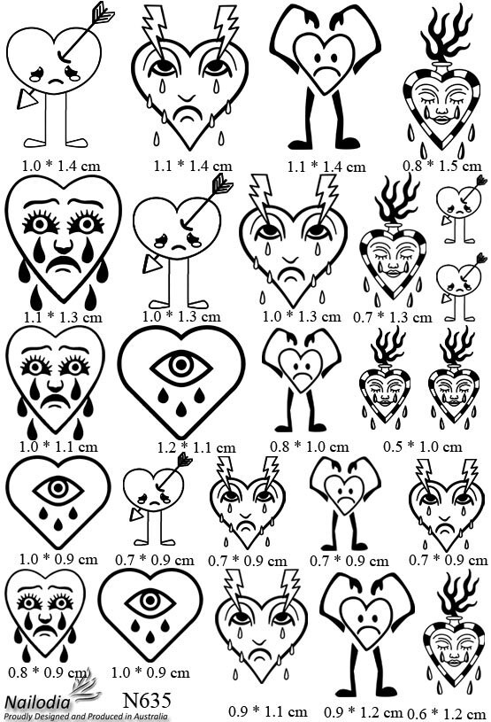 Crying Broken Heart Nail Art Decal Sticker - Etsy