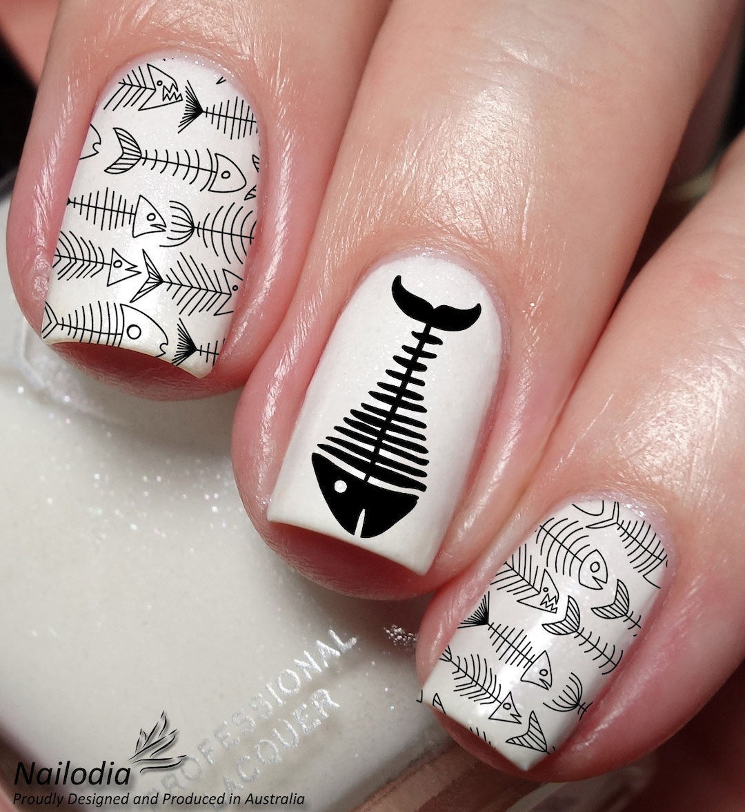 Fish Skeleton Nail Art Decal Sticker - Etsy