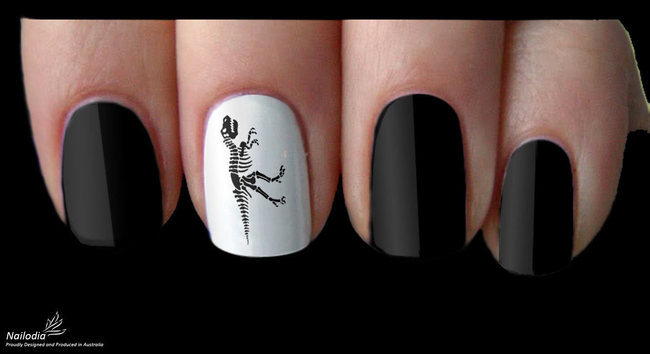 Dinosaur T-rex Skeleton Nail Art Decal Sticker - Etsy Australia
