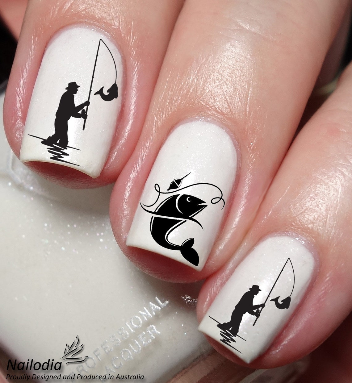 Fisherman Fishing Nail Art Decal Sticker - Etsy UK