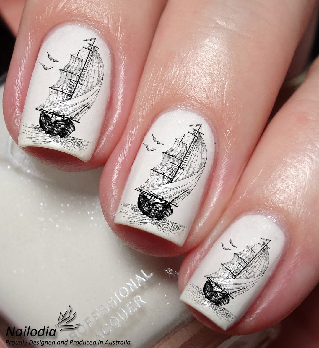 Vintage Sailboat Ship Nail Art Decal Sticker - Etsy