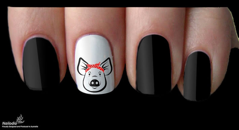 Happy Pig Nail Art Decal Sticker - Etsy