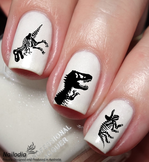Dinosaur T-rex Skeleton Nail Art Decal Sticker - Etsy