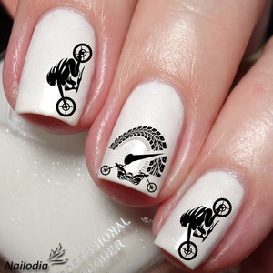 Motorbike & Biker Nail Art Decal Sticker - Etsy