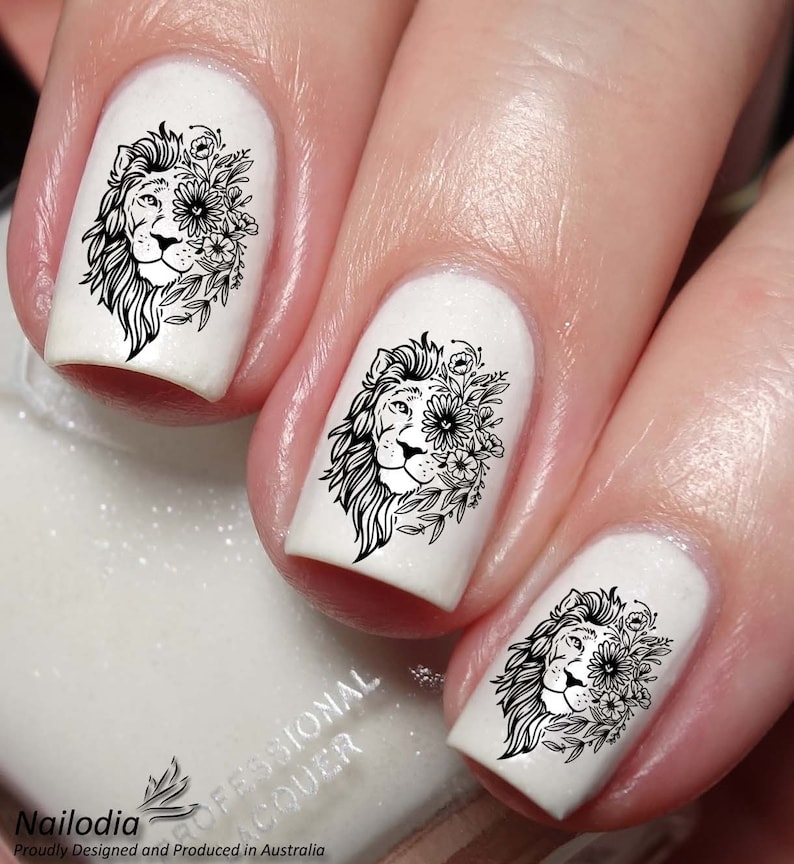 Lion Nail Art Decal Sticker Water Transfer Slider - Etsy