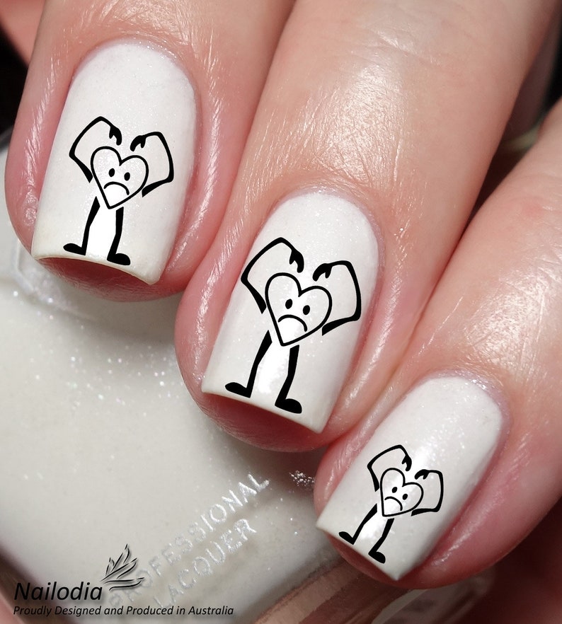 Crying Broken Heart Nail Art Decal Sticker - Etsy