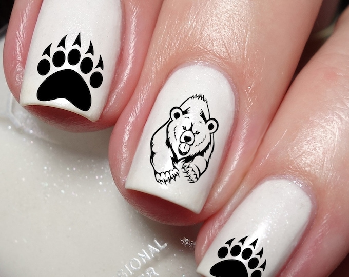 Bear Nail Stickers, DIY Nails, Bear Nail Decal, Teddy Nail Stickers ...