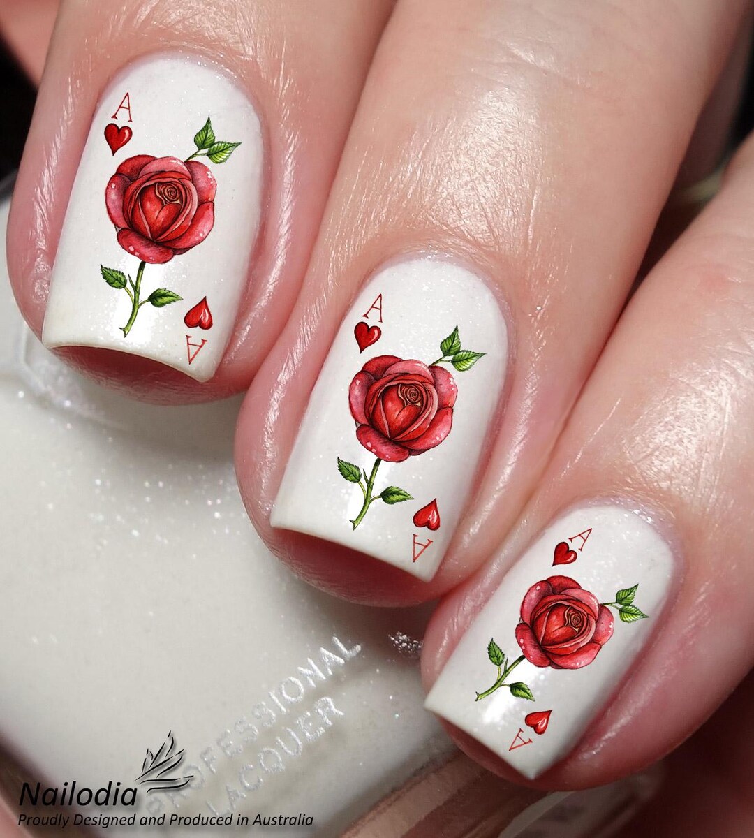 Ace of Rose Heart Nail Art Decal Sticker - Etsy