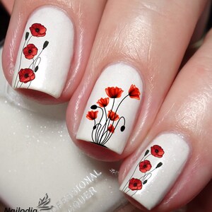 Red Poppies Flower Nail Art Decal Sticker - Etsy