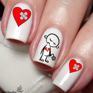 Broken Heart Nail Art Decal Sticker - Etsy