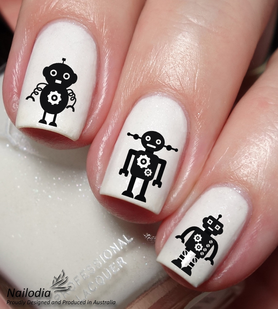 Cute Robot Nail Art Decal Sticker - Etsy