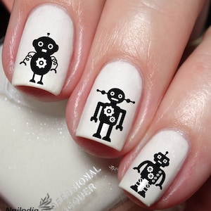Cute Robot Nail Art Decal Sticker - Etsy