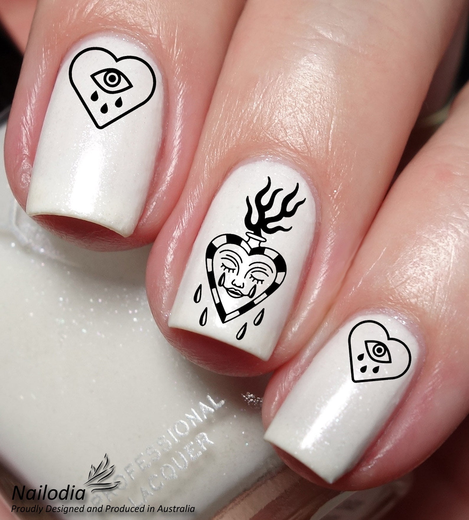 Crying Broken Heart Nail Art Decal Sticker - Etsy