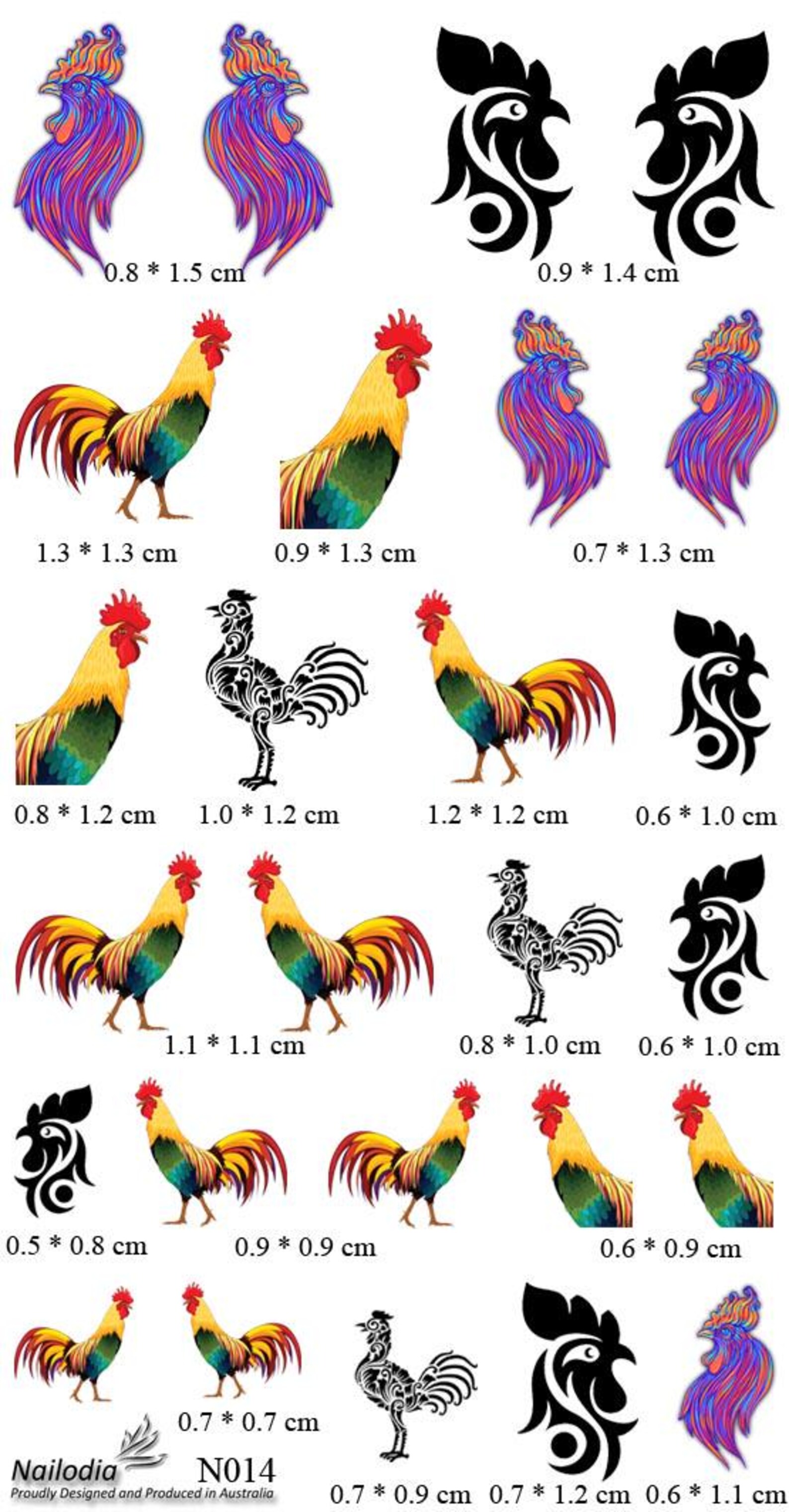 Rooster Lovers Nail Art Decal Sticker - Etsy