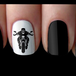 Motorbike & Biker Nail Art Decal Sticker - Etsy