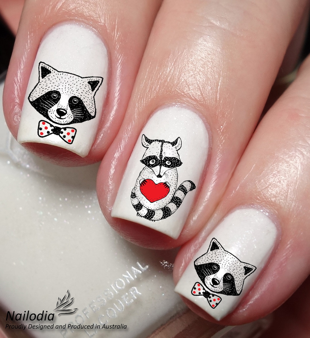 Raccoon Lovers Nail Art Decal Sticker - Etsy