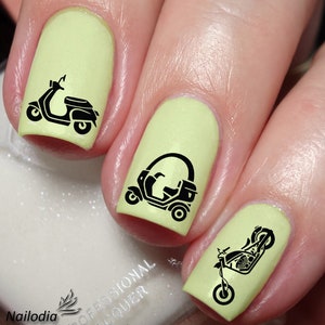 Motorbike & Biker Nail Art Decal Sticker - Etsy