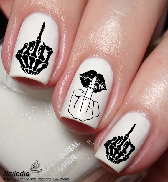 Middle Finger Nail Art Decal Sticker - Etsy