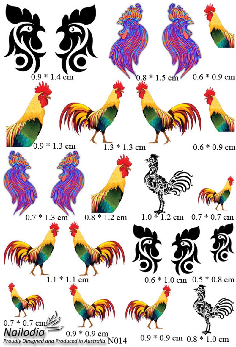 Rooster Lovers Nail Art Decal Sticker - Etsy