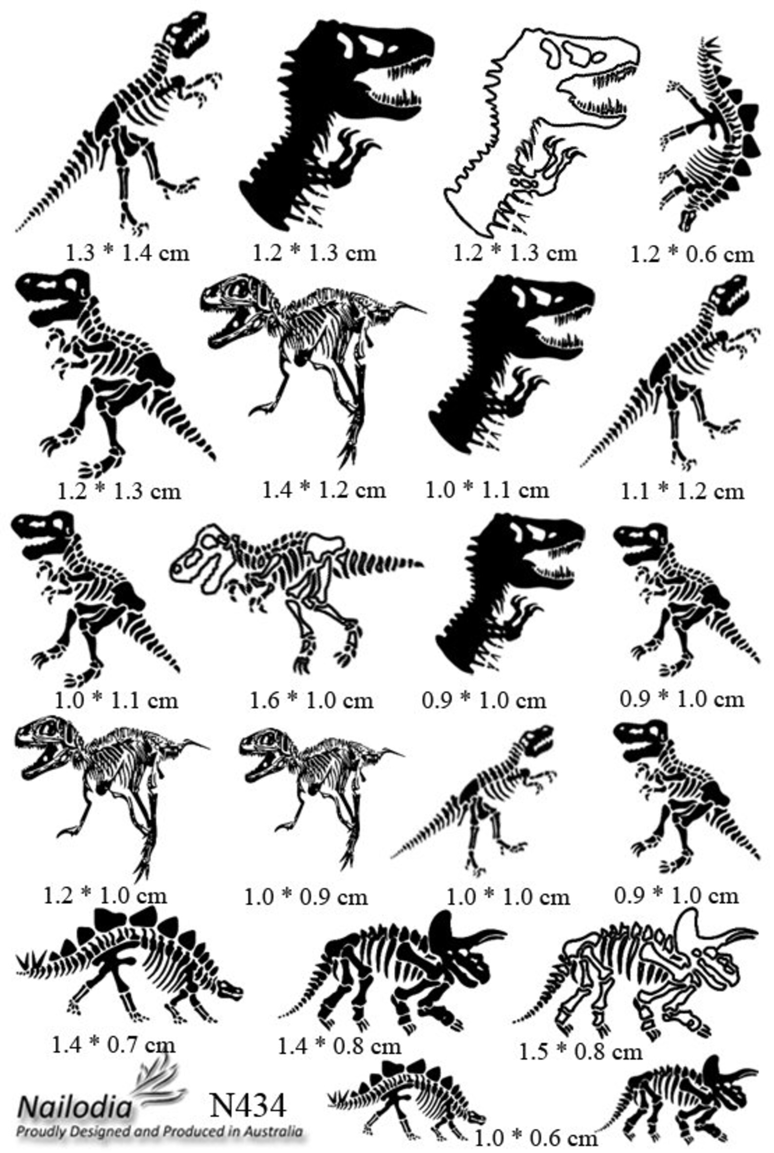 Dinosaur T-rex Skeleton Nail Art Decal Sticker - Etsy Australia
