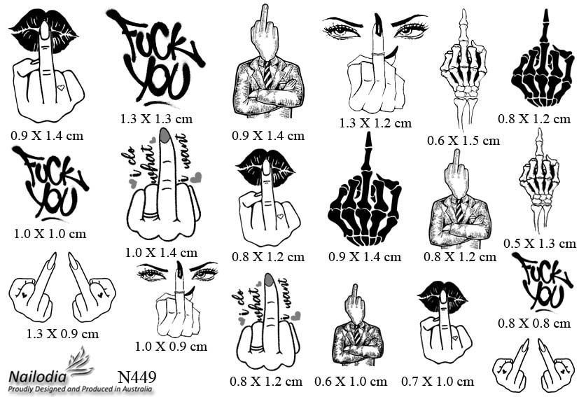 Middle Finger Nail Art Decal Sticker | Etsy Australia