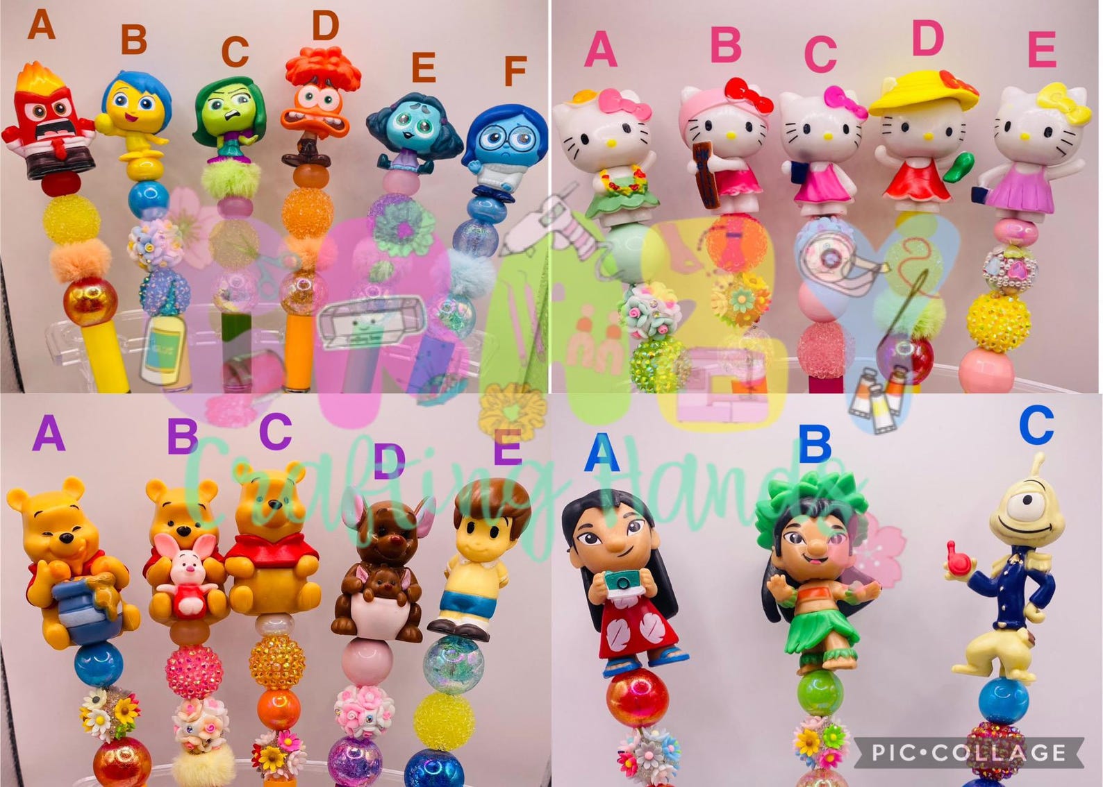 Inside Out Cute Beaded Pens With Figurine Topper, Pen Topper Pens ...