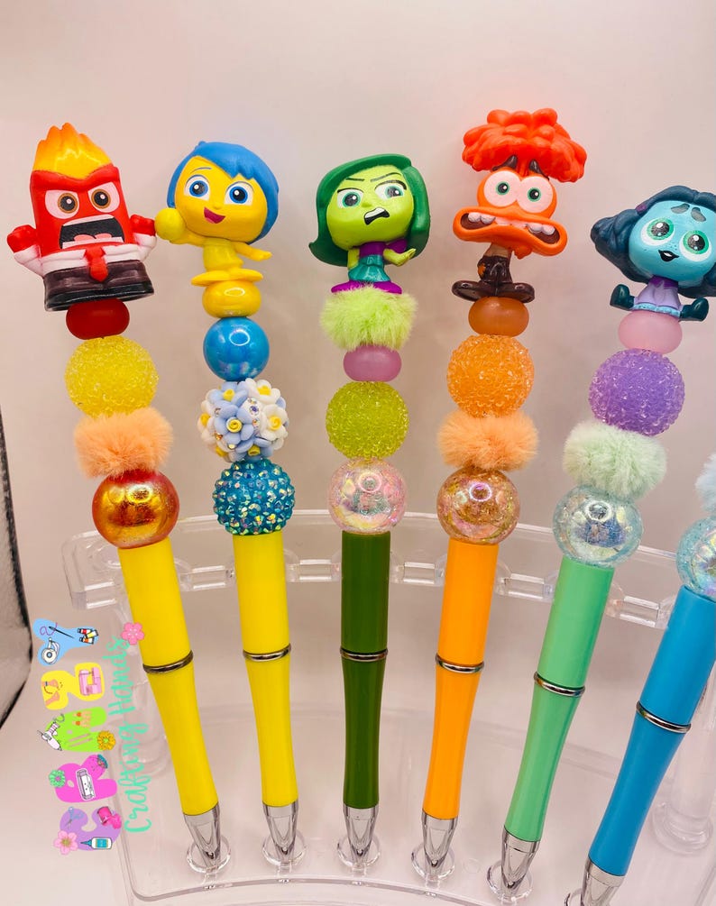 Inside Out Cute Beaded Pens With Figurine Topper, Pen Topper Pens ...