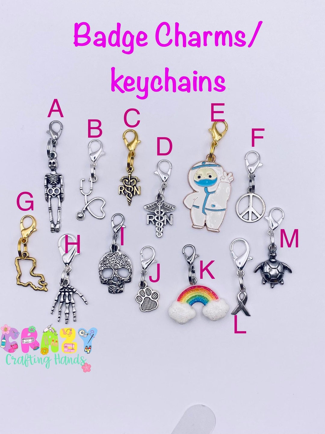 Badge Reel Charms, Keychain Charms, Badge Reel Charms, Badge Reel Decor ...