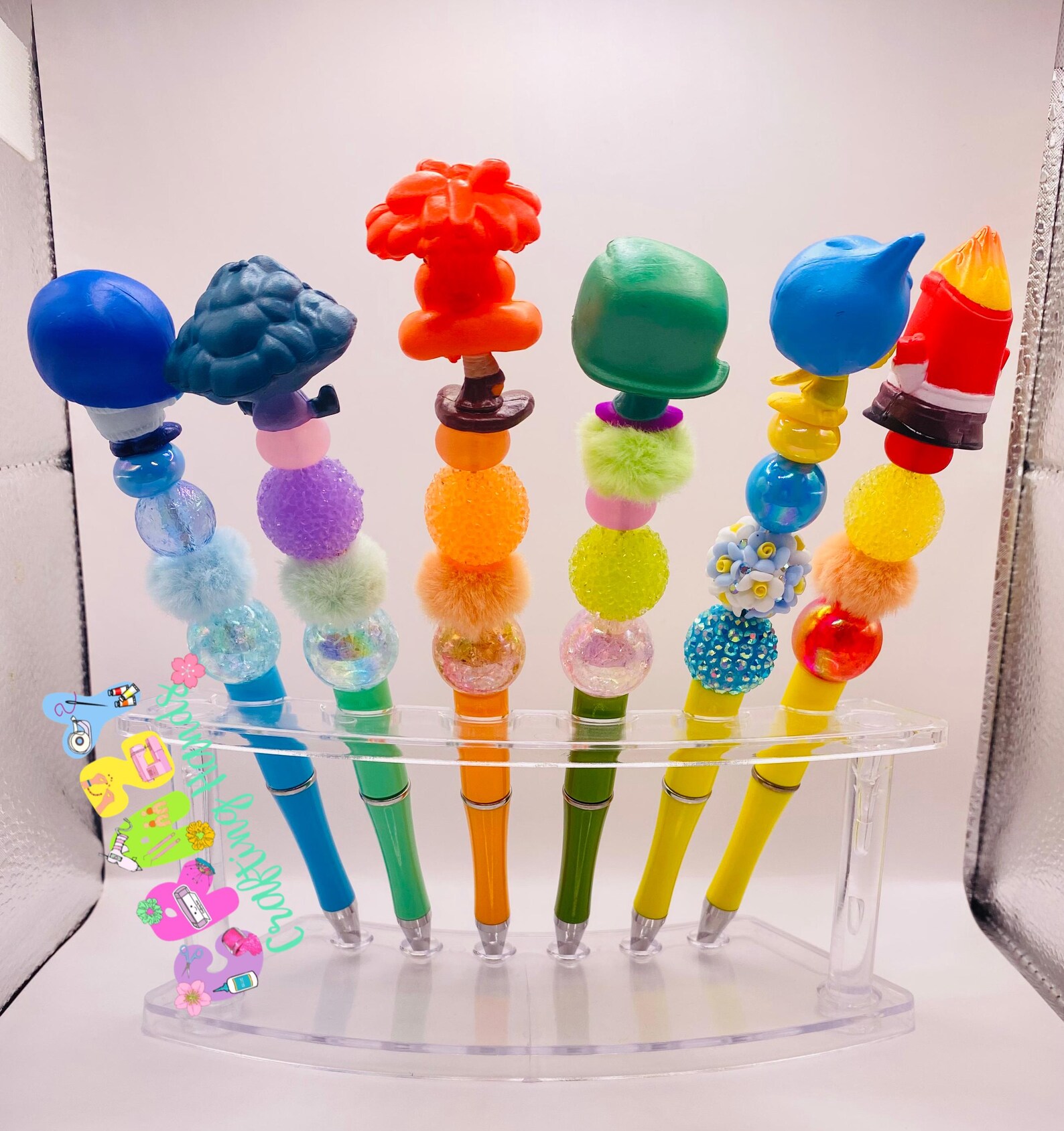 Inside Out Cute Beaded Pens With Figurine Topper, Pen Topper Pens ...