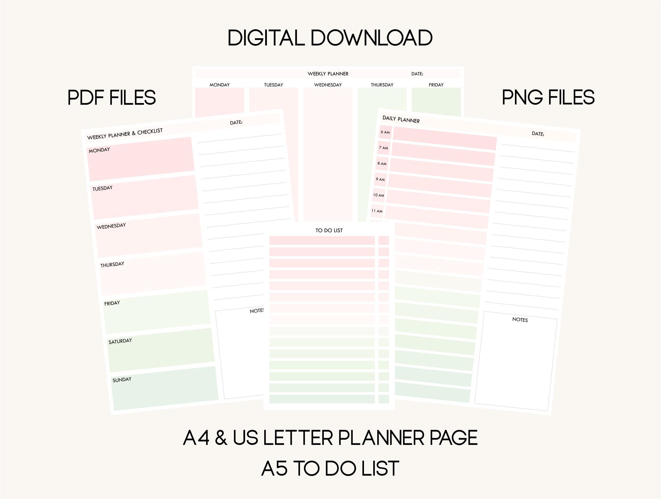 Pink & Green Weekly Planner: Printable To-do List (digital Download) - Etsy
