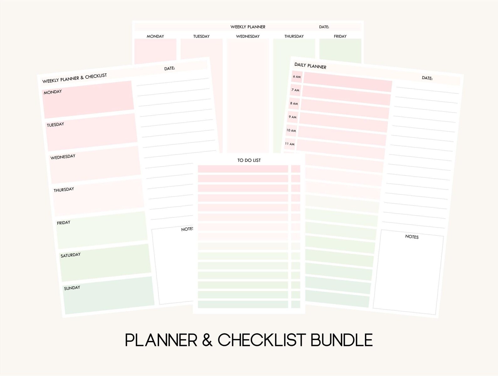 Pink & Green Weekly Planner: Printable To-do List (digital Download) - Etsy