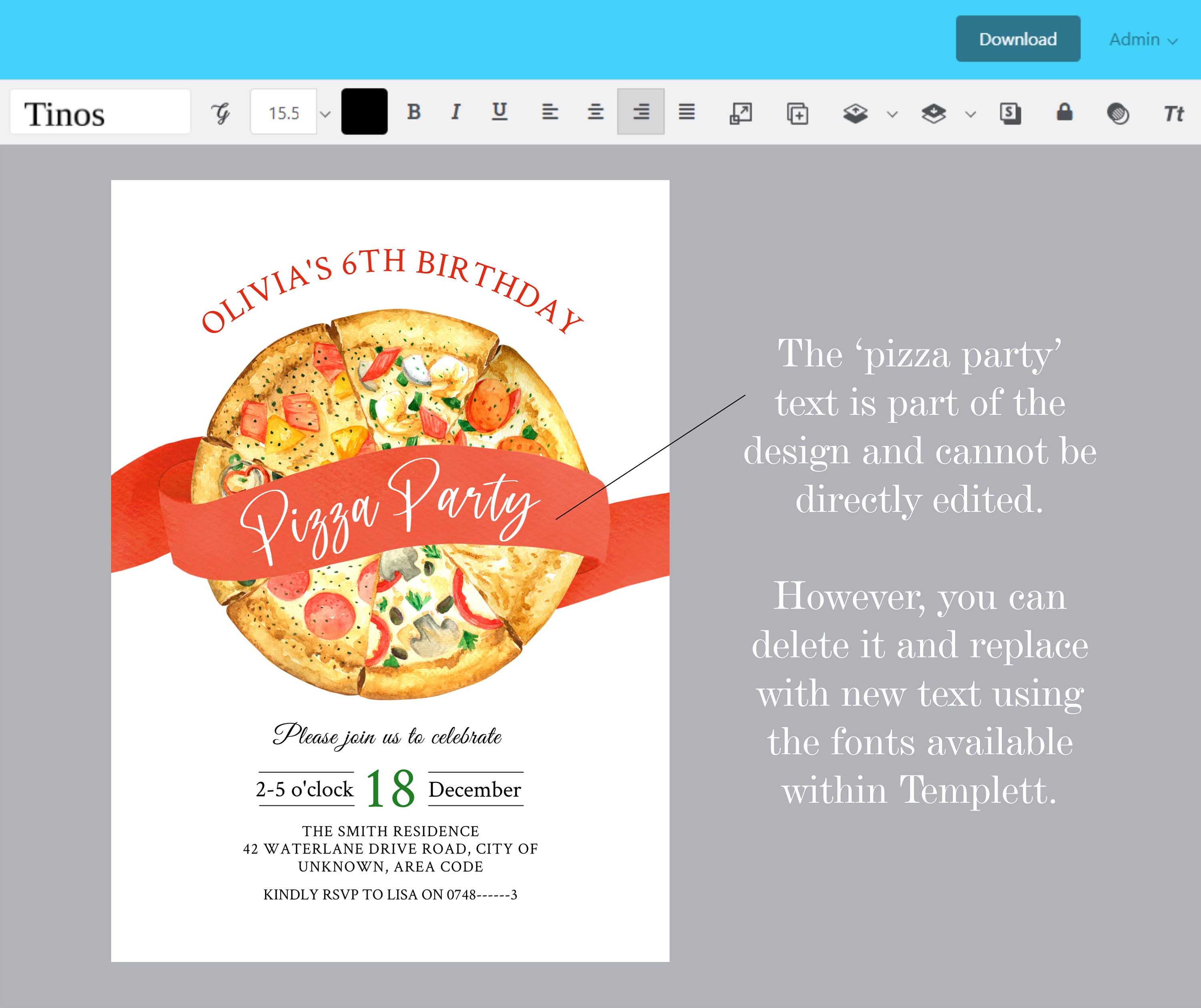 Pizza Party Kids Birthday Invitation, Pizzeria Birthday Invite, Digital ...