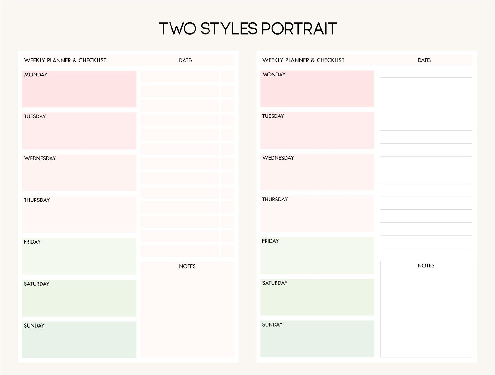 Pink & Green Weekly Planner: Printable To-do List (digital Download) - Etsy