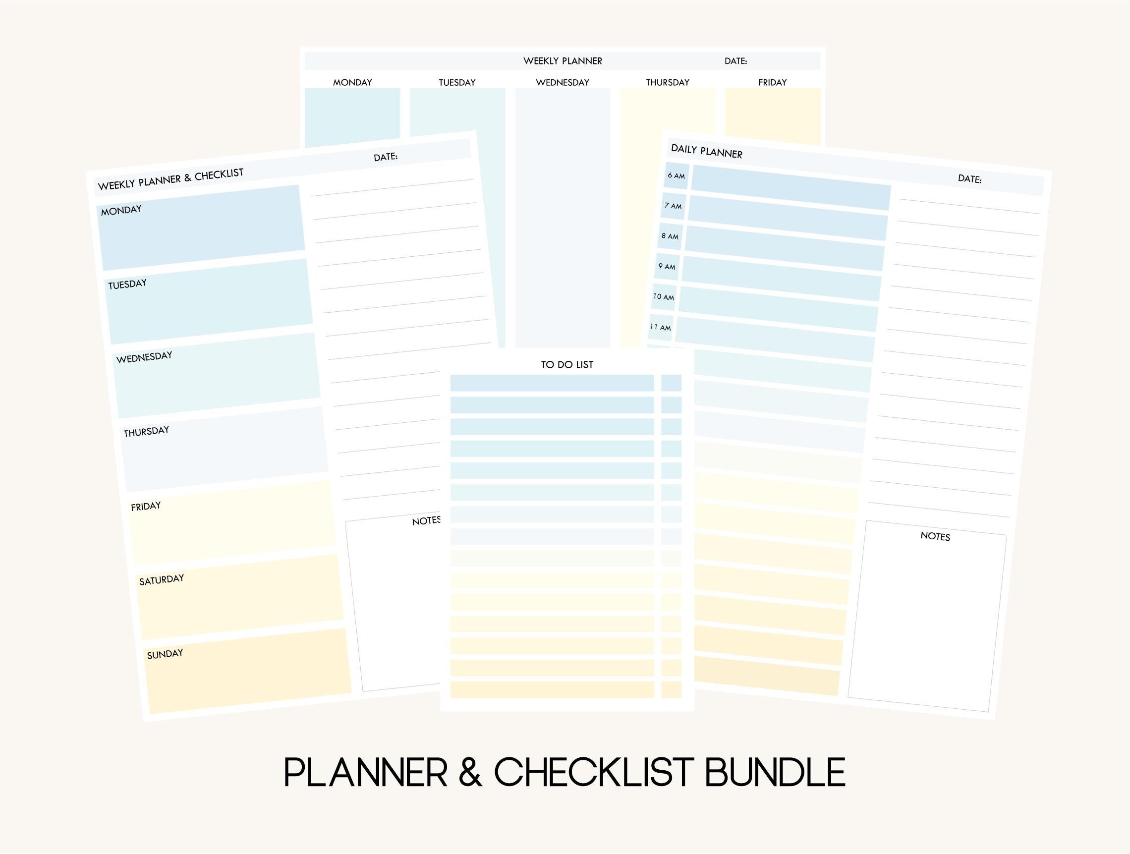 Digital Planner Bundle PDF A4 & US Sizes Weekly, Daily Planner and To ...