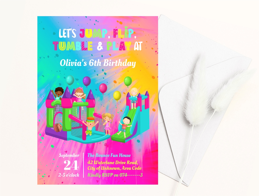 Bouncy Castle Kids Birthday Invitation, Digital Download, Editable ...