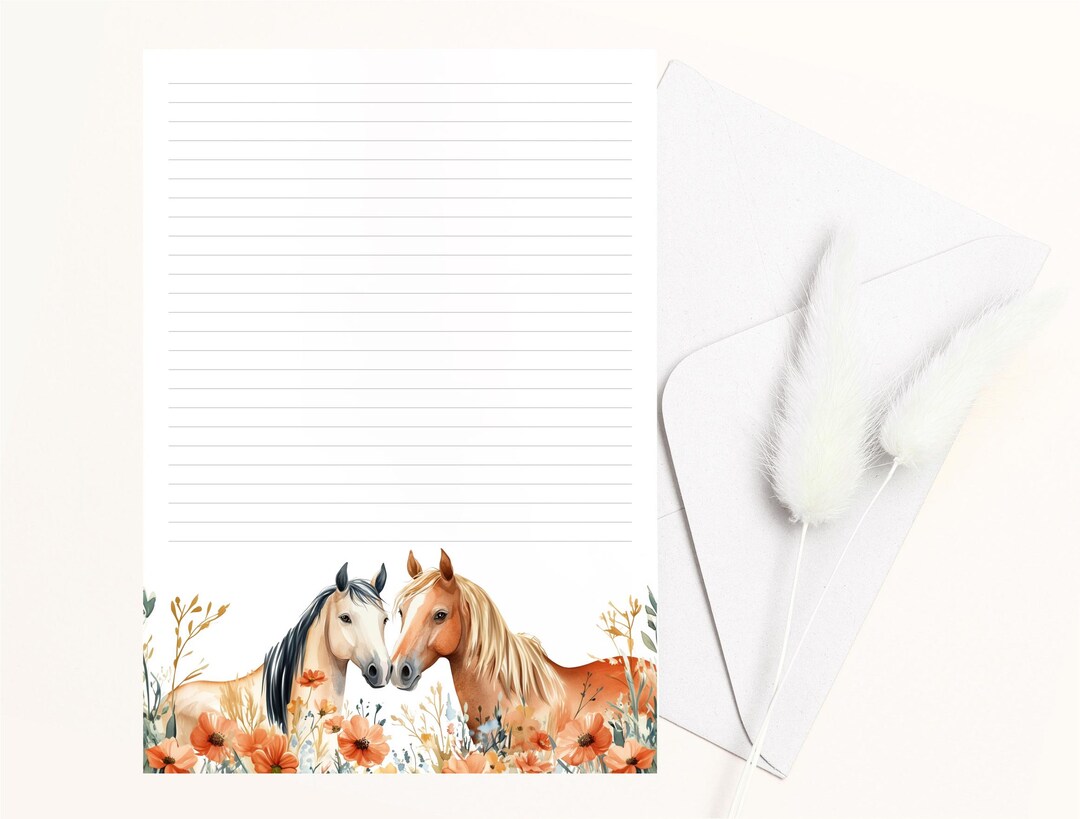 Watercolor Horse Printable Paper: Lined & Unlined Stationary (digital ...