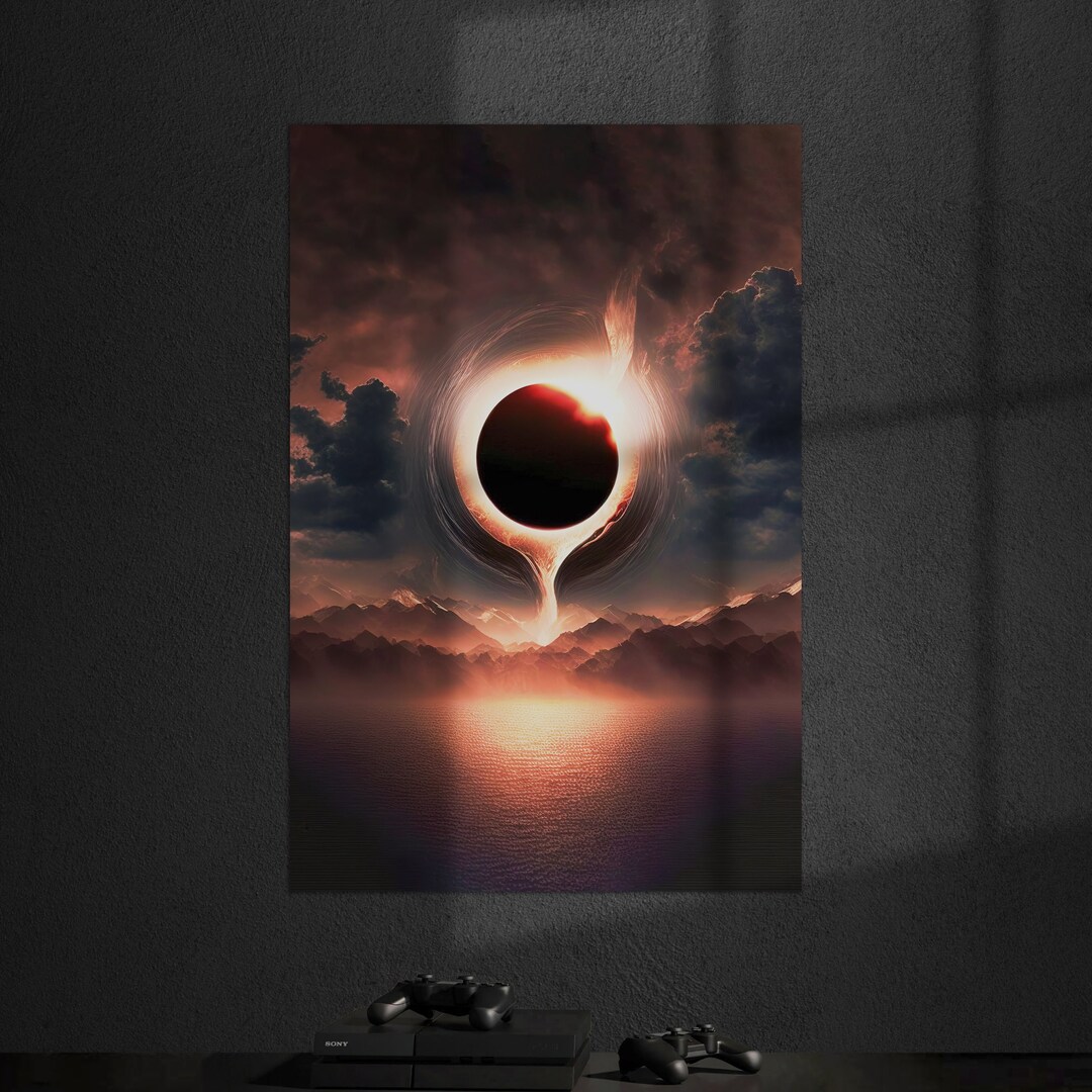 Ethereal Solar Eclipse Poster Sci-fi Fantasy Wall Art Print, Cosmic ...